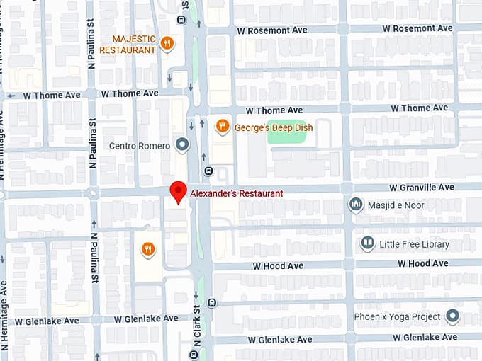 16. alexander's restaurant (6158 n clark st, chicago) map