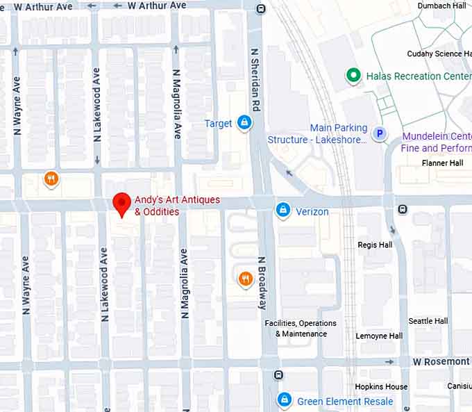 16. andy's art antiques & oddities (chicago, il ) map