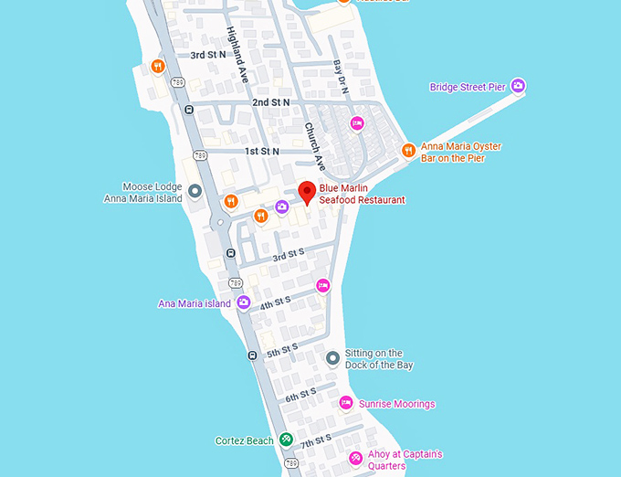 16. blue marlin seafood restaurant (bradenton beach, fl) map