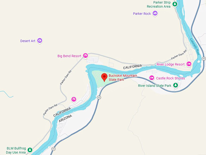 16. buckskin mountain state park parker, az map