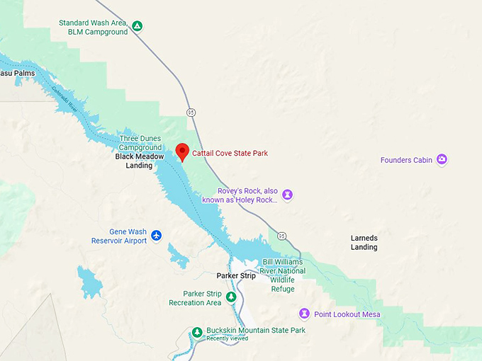 16. cattail cove state park (lake havasu city) map