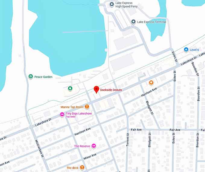16. dockside donuts (muskegon, mi) map