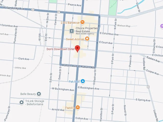 16. dons downtown diner 10 map