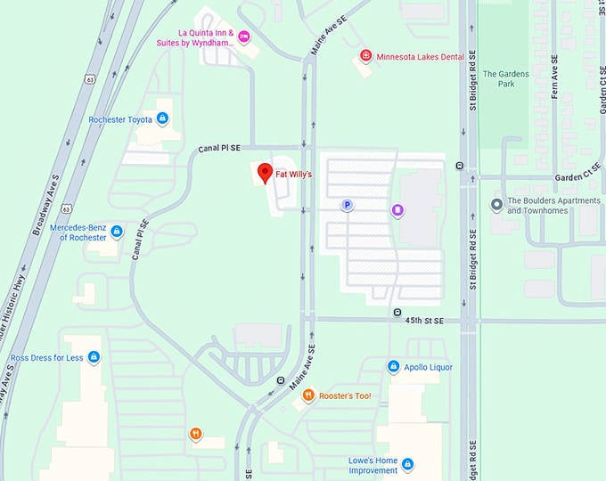 16. fat willy's (rochester, mn) map