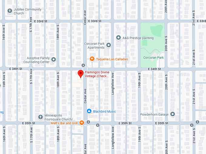 16. flamingos divine vintage (minneapolis, mn) map