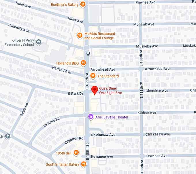 16. gus's diner one eight five (cleveland, oh) map