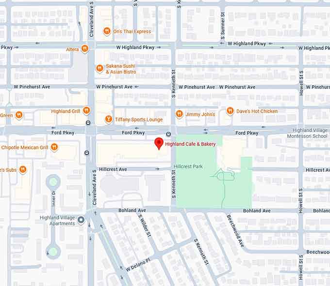 16. highland cafe & bakery (st paul, mn) map