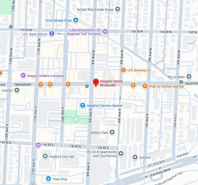 16. hoagie's family restaurant (hopkins, mn) map