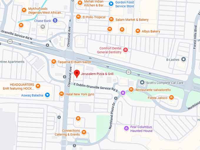 16. jerusalem pizza and grill (columbus) map