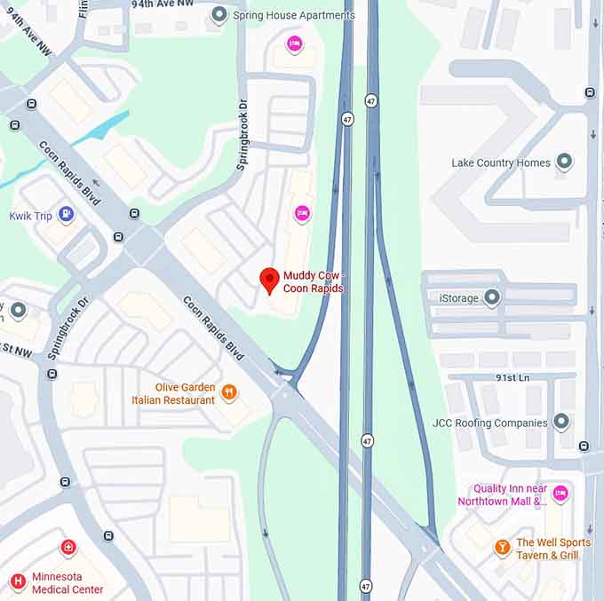 16. muddy cow coon rapids map