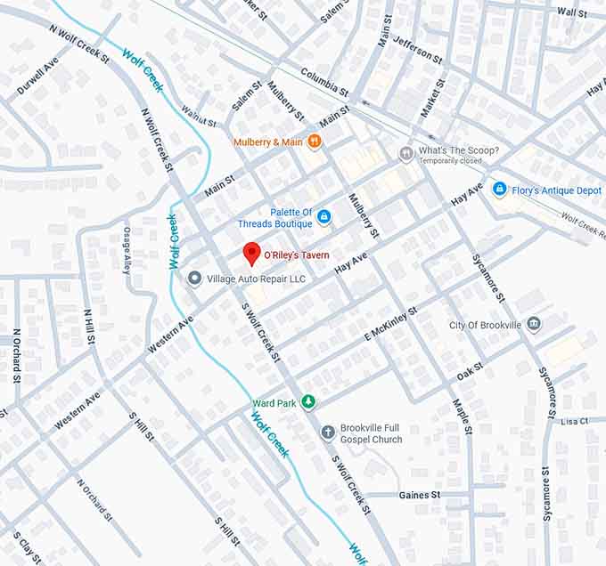 16. o'riley's tavern brookville, oh map