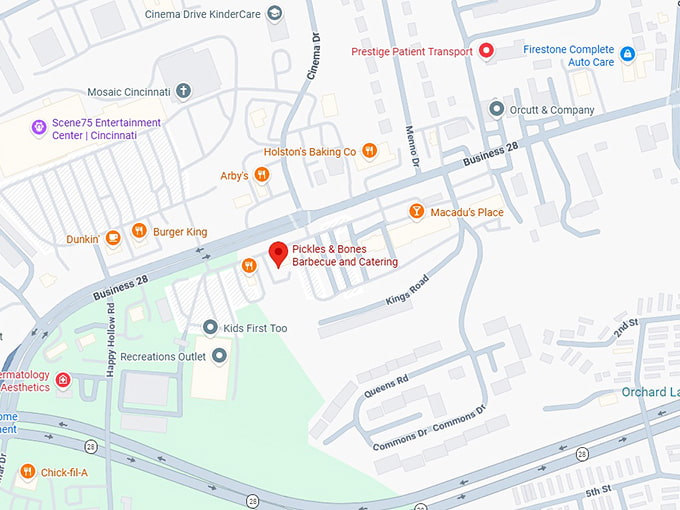16. pickles & bones barbecue and catering (milford, oh) map
