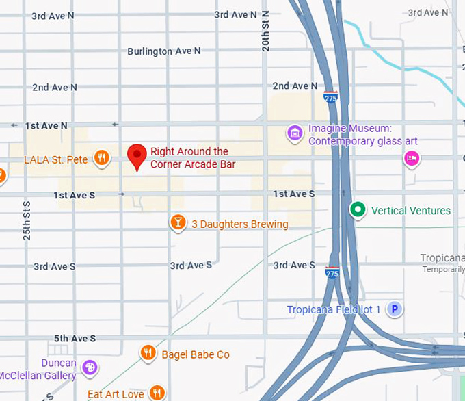 16. right around the corner arcade bar map