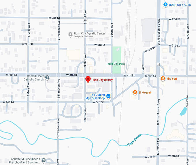 16. rush city bakery (rush city, mn) map