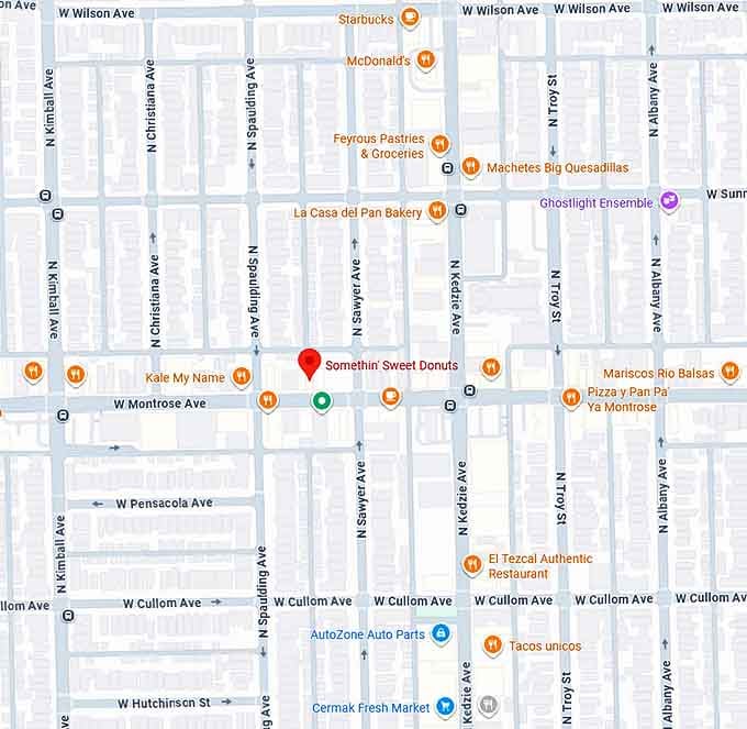 16. somethin' sweet donuts (chicago, il) map