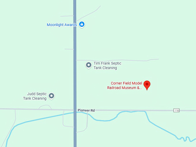 16. the corner field model railroad museum and trading post map