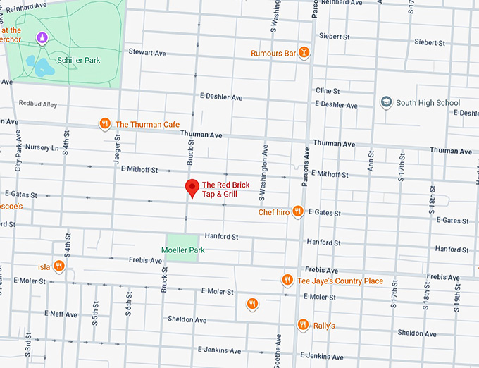 16. the red brick tap & grill (e gates st, columbus, oh) map
