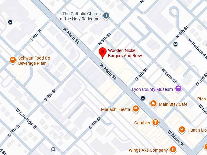 16. wooden nickel burgers and brew map