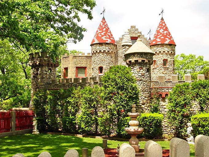 Those red checkered towers rising above the trees look like something from a fairy tale, except this one's real and sitting right in Fox River Grove.