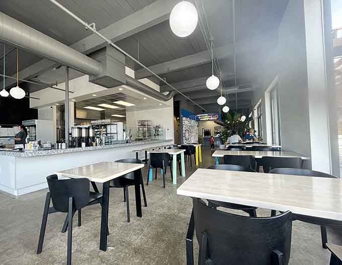 Clean lines and warm lighting create the perfect backdrop for your cupcake adventure to unfold.