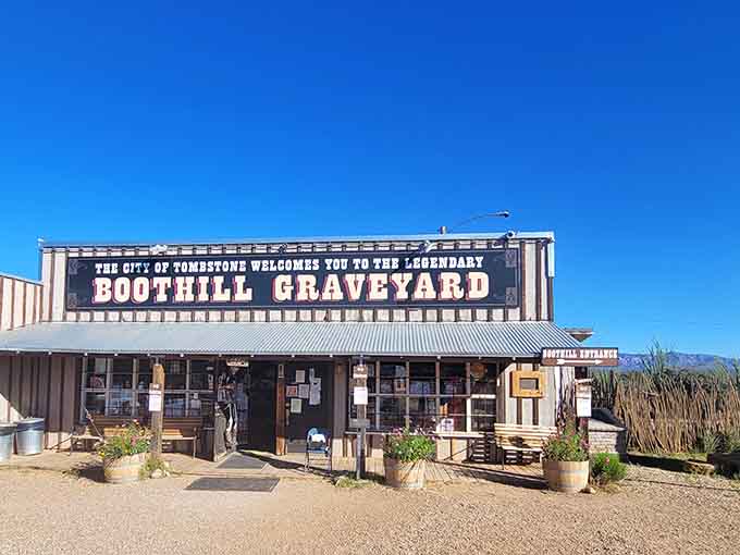 The gift shop entrance promises souvenirs that'll make your friends jealous and your mantel infinitely more interesting than before.