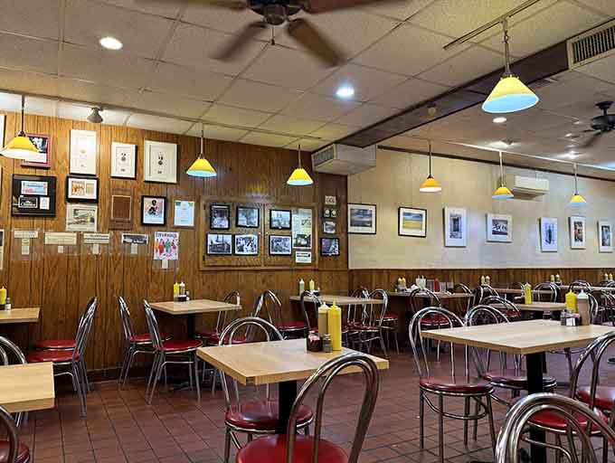 Step inside and you're transported to a simpler time when diners actually looked like this, complete with bentwood chairs.