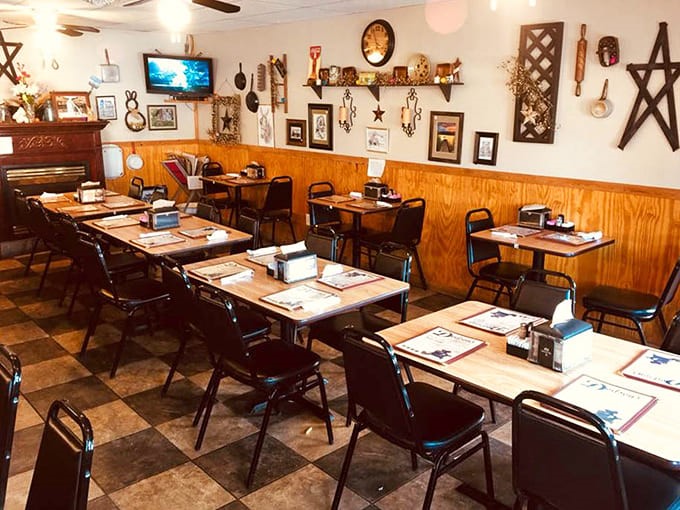 Warm wood paneling and rustic charm create the perfect backdrop for food that speaks volumes. No fancy decor needed when the chicken's this good!
