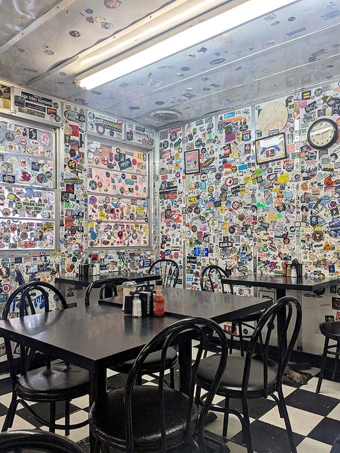 Every inch of wall space tells a story &ndash; thousands of stickers create a vibrant mosaic chronicling decades of Ann Arbor's cultural history.