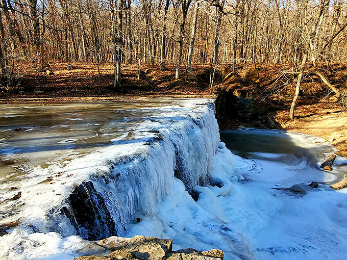 Winter transforms this cascade into a frozen masterpiece &ndash; like Mother Nature decided to try her hand at ice sculpture.