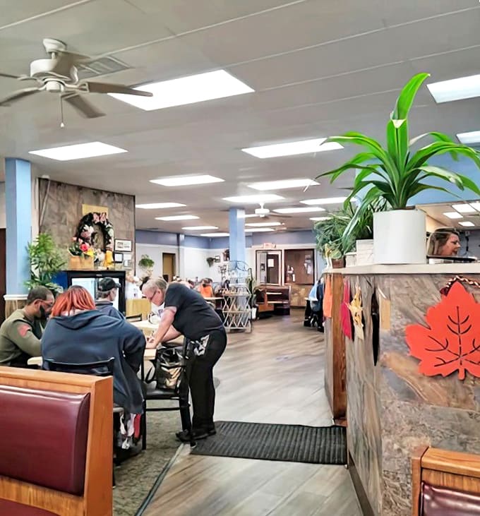 Inside, comfortable booths and no-nonsense decor create the perfect setting for serious eating without pretension.