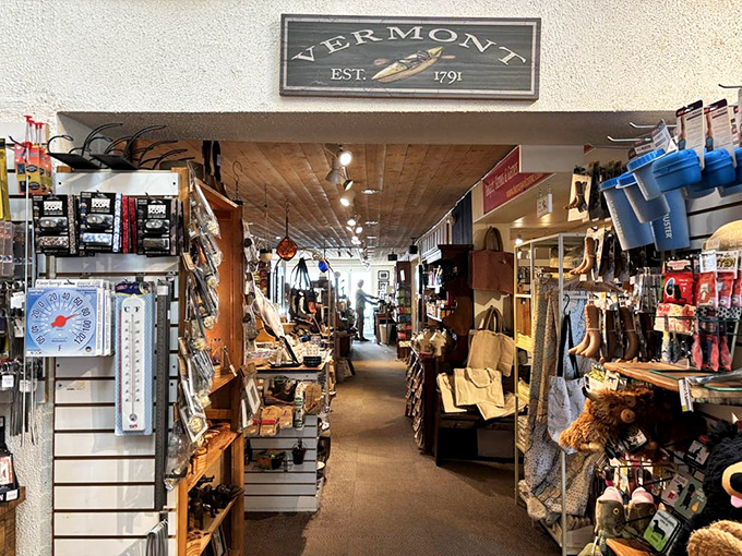 Step inside and discover a treasure trove of Vermont goods, with wooden shelves stocked floor-to-ceiling with local products and essentials.