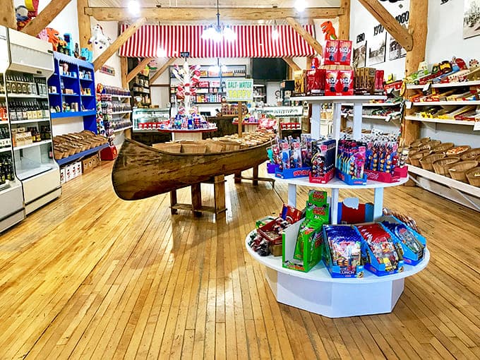 Step inside and discover a wonderland of treats arranged around a wooden canoe &ndash; because why display taffy in anything less spectacular?