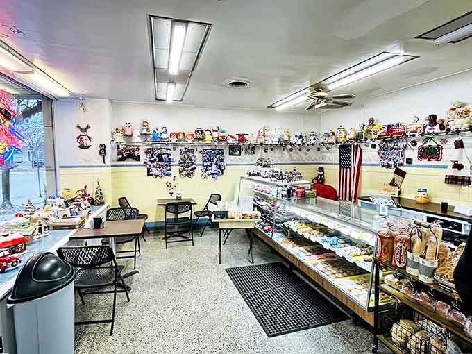 Inside, fluorescent lights illuminate what might be heaven &ndash; if heaven smells like cinnamon, butter, and freshly baked everything.