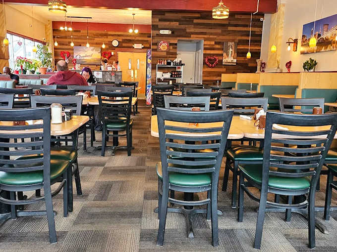 Wood-paneled warmth meets diner practicality in this haven of hospitality, where every table feels like the best seat in the house.