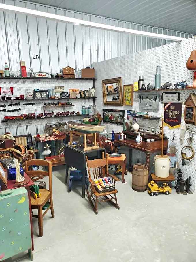 Booth #20 offers a perfectly curated slice of Americana, where every shelf tells a different story from decades past.