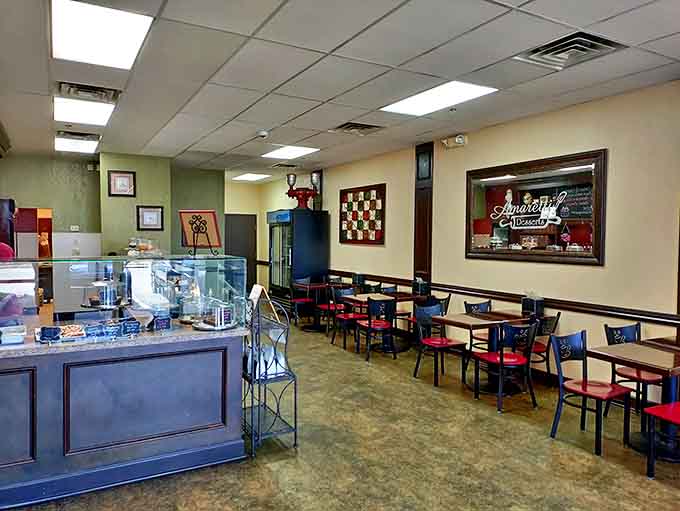 Beige walls and wooden tables create the perfect setting for committing acts of delicious indulgence &ndash; like dessert's version of a speakeasy.