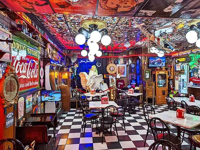 Step inside and suddenly you're Alice tumbling down the rabbit hole &ndash; if that rabbit hole were wallpapered with vintage memorabilia and lit by neon dreams.