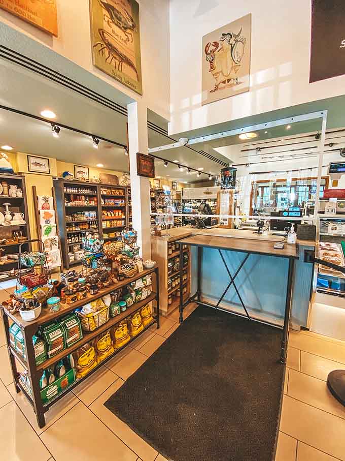 Inside, the bustling marketplace atmosphere creates a sensory playground where the day's catch meets culinary inspiration.