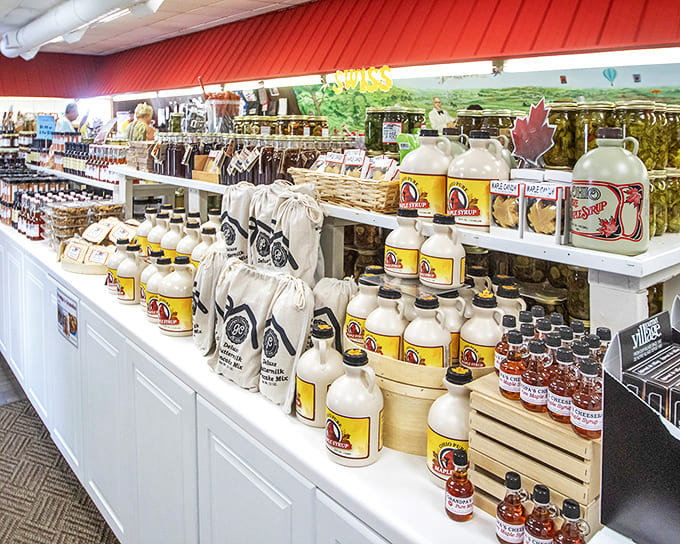 Liquid gold lines the shelves in bottles and jugs, each containing maple syrup that makes pancake house varieties taste like sad imposters.