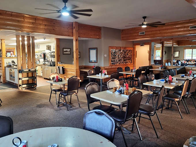 Inside Merlin's, wooden beams and comfortable seating create that perfect "been here forever" atmosphere where time slows down and appetites grow.