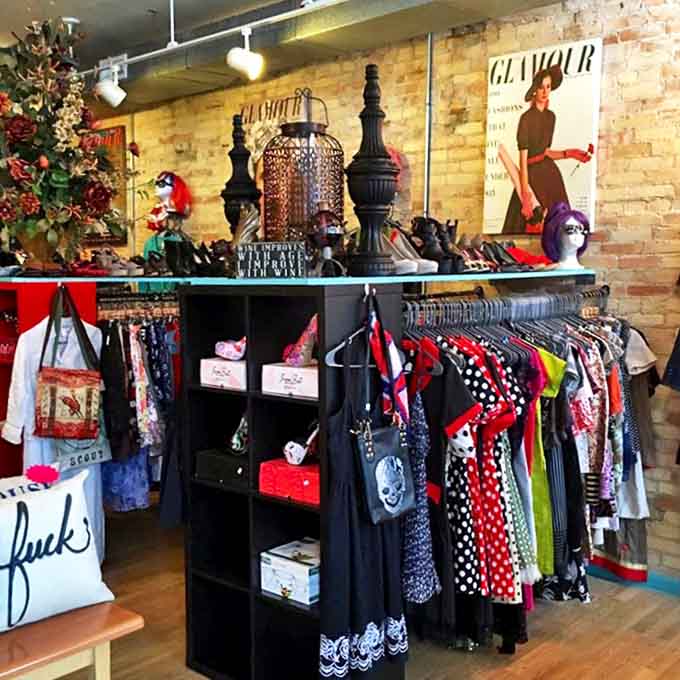 Inside, exposed brick meets curated chaos in the best possible way, proving that shopping can be both organized and exciting.