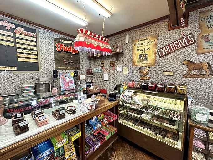 Vintage charm meets modern sweet-making in this treasure-filled interior where every corner promises discovery and probably calories.