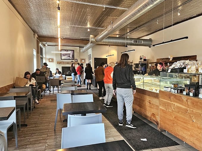 Clean lines meet warm wood in a space that says "serious pastries" without any of the stuffiness you might expect from such quality.