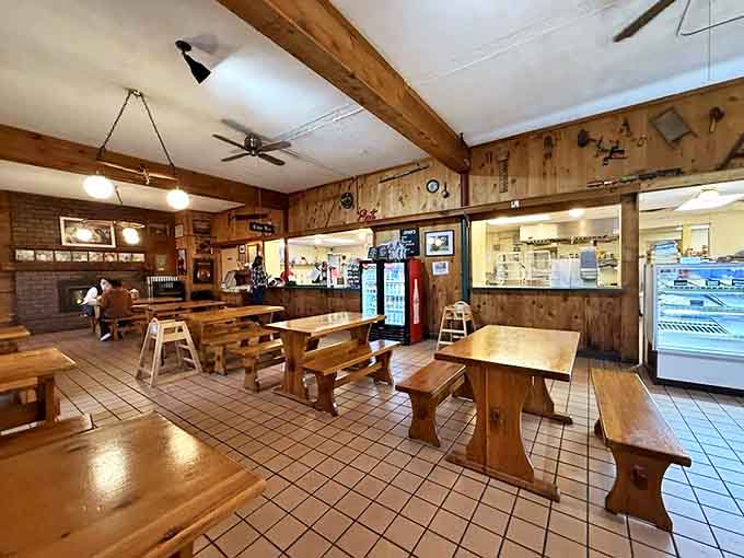 Rustic wooden benches welcome weary maze-explorers to rest their legs while contemplating life's important question: "Should I have another donut?"