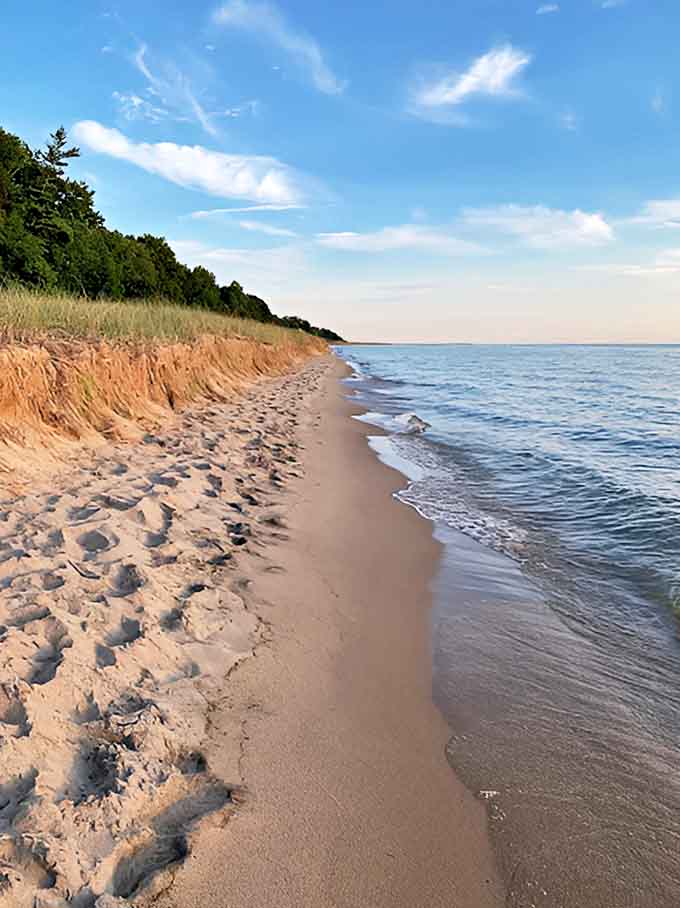 Stretching toward the horizon, this pristine shoreline invites bare feet and quiet contemplation away from life's chaos.