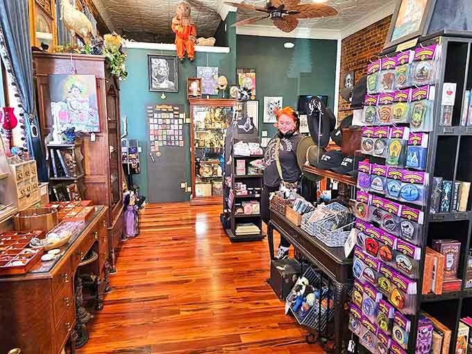 Warm wooden floors and carefully curated displays create an atmosphere that's part Victorian parlor, part cabinet of curiosities, and entirely captivating.