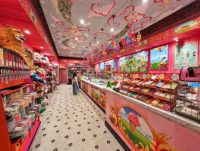 Step inside and witness what happens when unicorns design an ice cream parlor &ndash; complete with chandeliers that would make Liberace nod in approval.