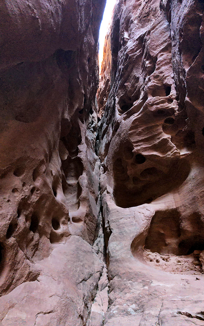 Slot canyons whisper ancient secrets as sunlight plays hide-and-seek between towering walls sculpted by water's patient hand.