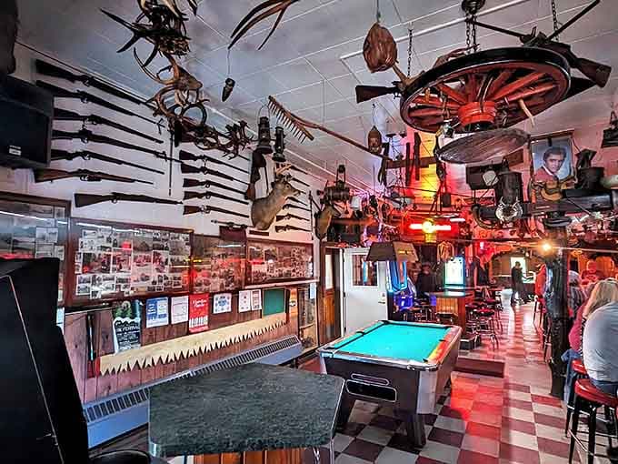 Step inside and prepare for sensory overload &ndash; every inch of wall and ceiling space hosts artifacts ranging from antique weapons to vintage tools.