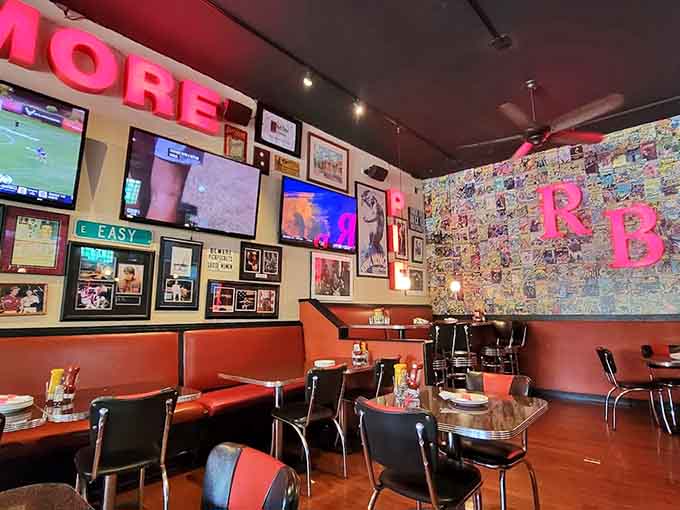 Pop culture meets comfort food in this vibrant space where the walls have more stories than your chatty uncle at Thanksgiving.